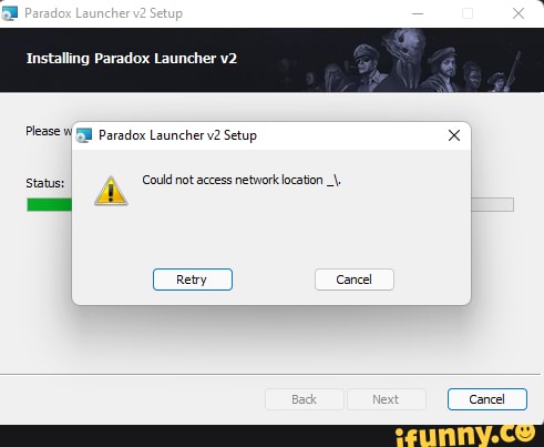Installing Paradox Launcher Paradox Launcher Setup status: Could not ...