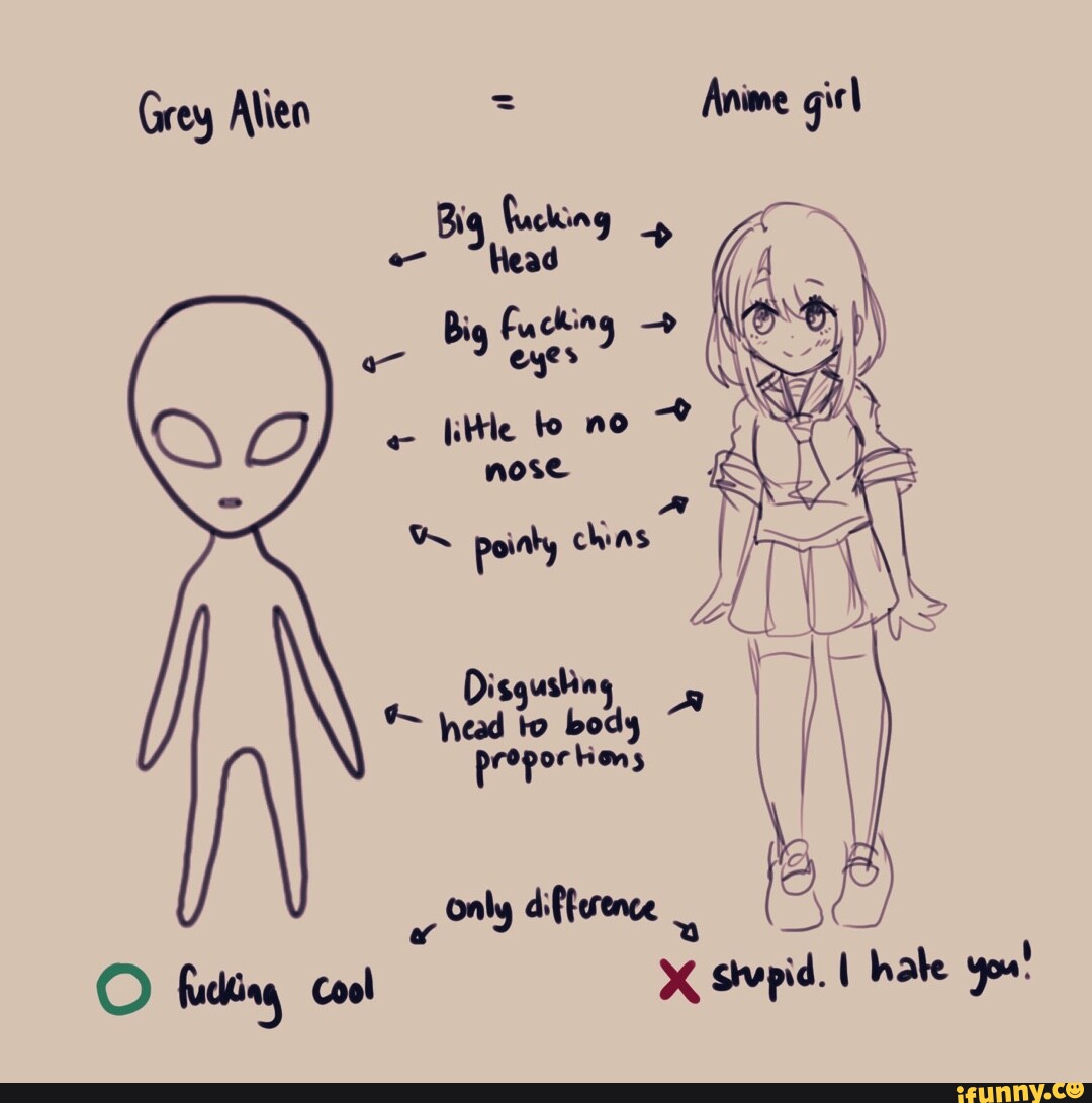 Grey Alien Anime gic Biq fuckin Hle to no nose Wead to body propor ions ...