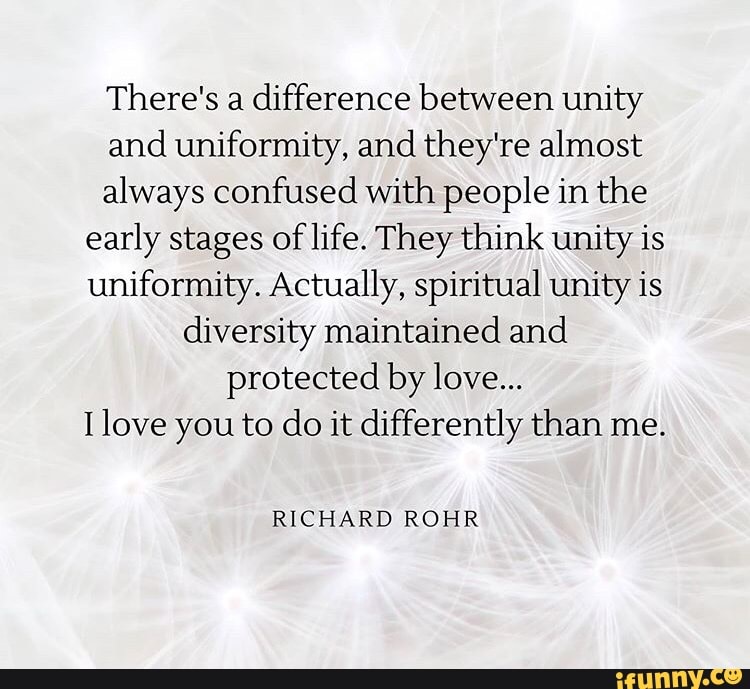 There's a difference between unity and uniformity, and they're almost ...