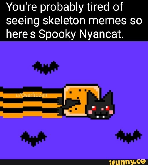 You're probably tired of seeing skeleton memes so here's Spooky Nyancat ...