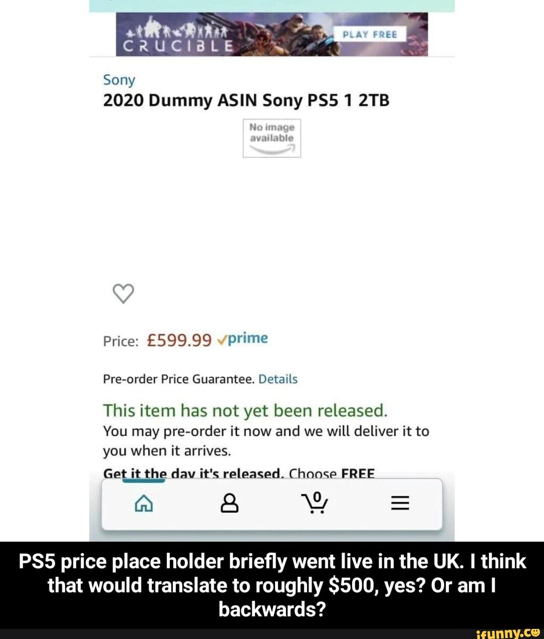 Sony 2020 Dummy ASIN Sony PS5 1 2TB No i This item has not yet been ...