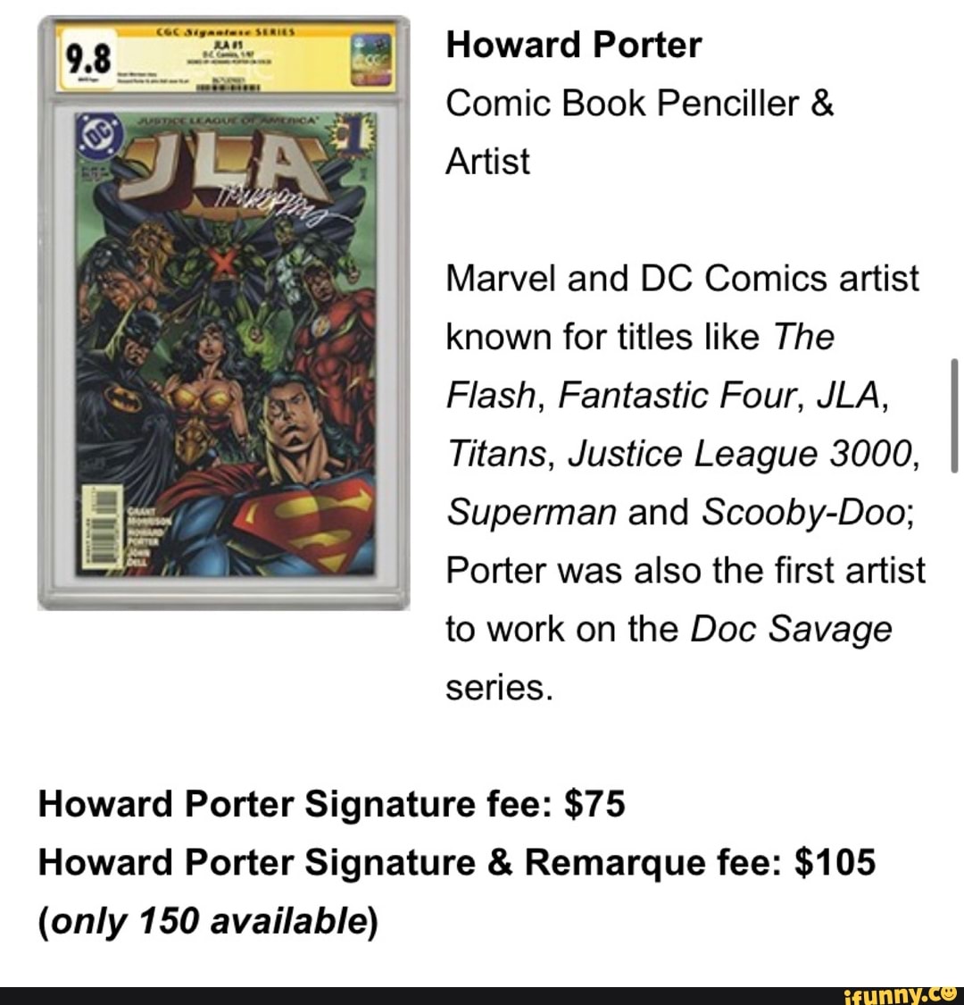 Howard Porter Comic Book Penciller & Artist Marvel and DC Comics artist ...