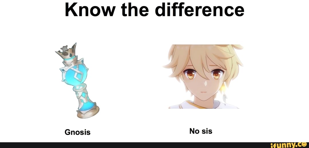 Know the difference Gnosis No sis - iFunny