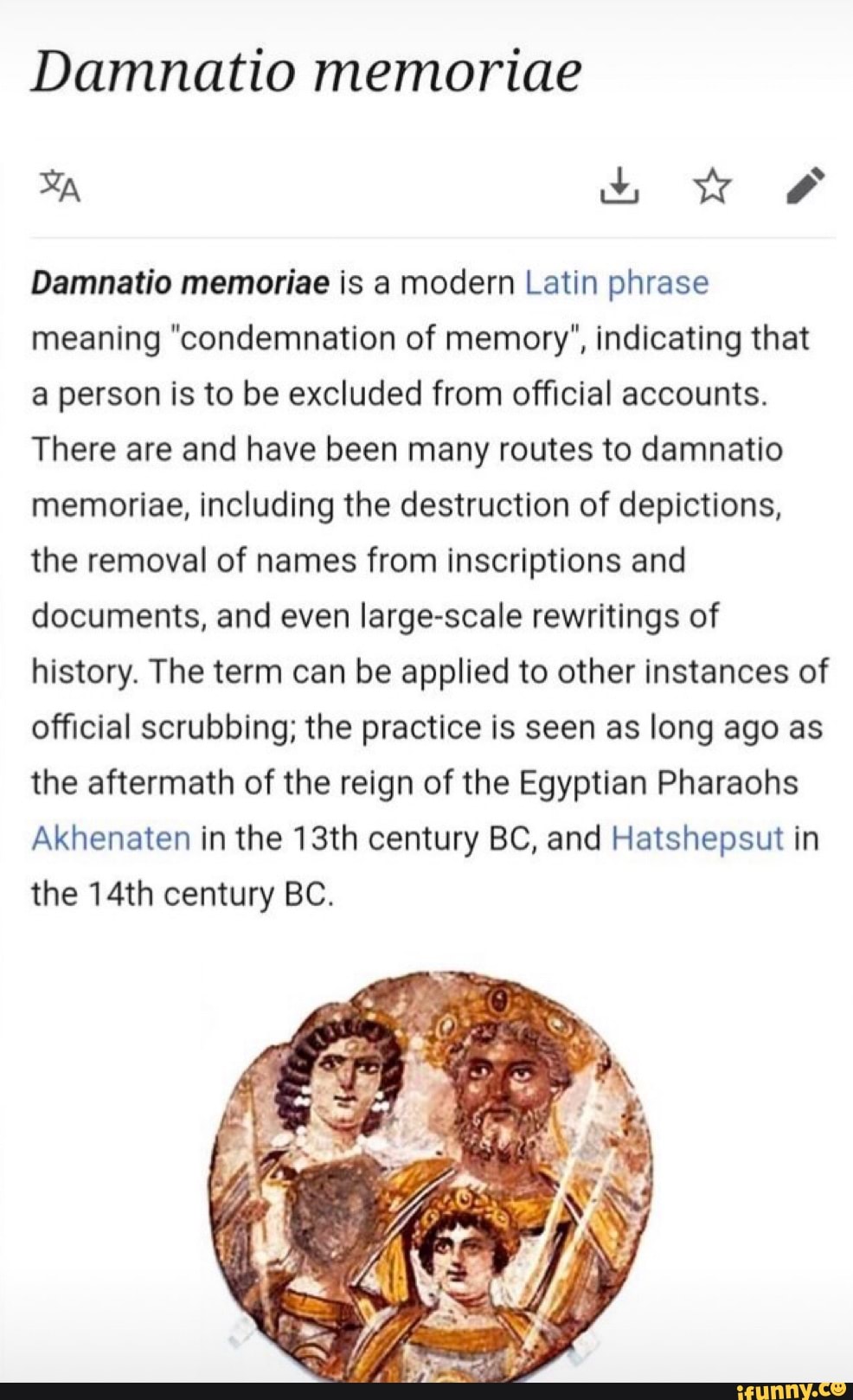 Damnatio memoriae Damnatio memoriae is a modern Latin phrase meaning ...