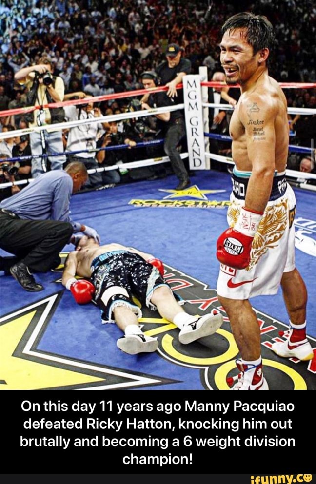 On this day 11 years ago Manny Pacquiao defeated Ricky Hatton, knocking ...