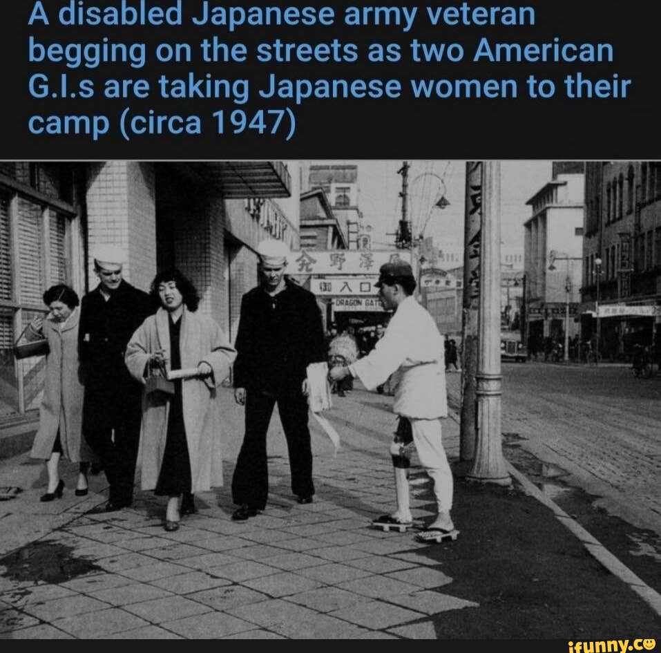 A disabled Japanese army veteran begging on the streets as two American ...