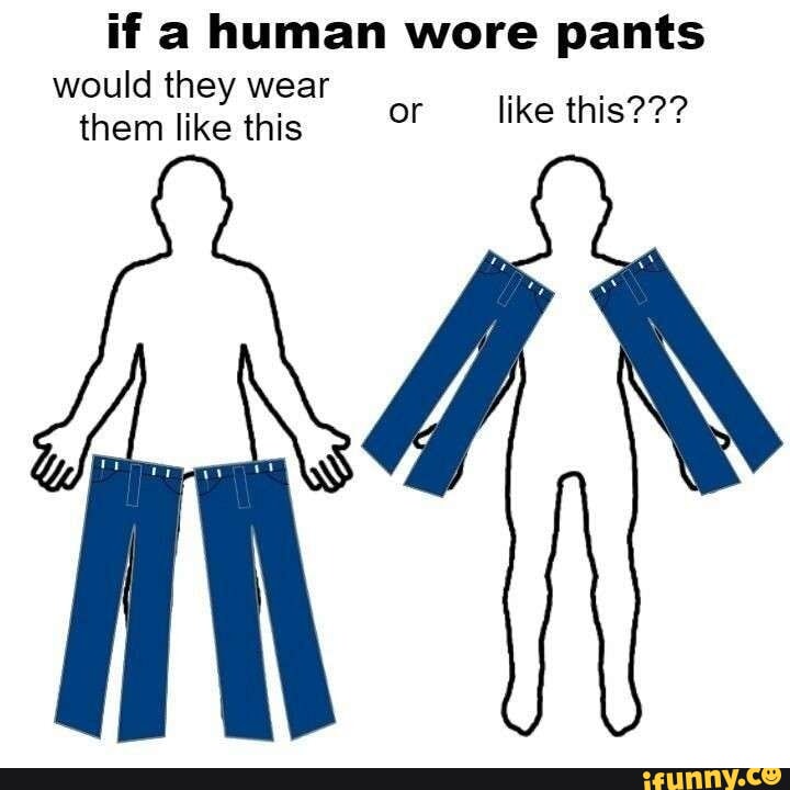 If a human wore pants would they wear them like this or like this ...