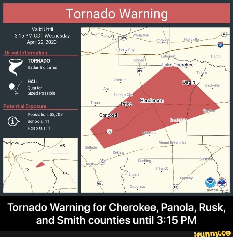 Tornado Warning Valid Until 3:15 PM CDT Wednesday Us Radar Indicated ...