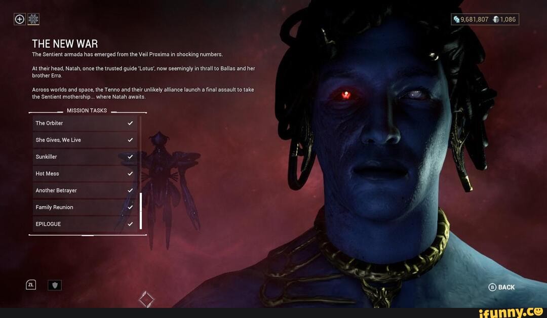 Warframe The New War completion bug screenshots - 9,681,807 1,086 BACK ...