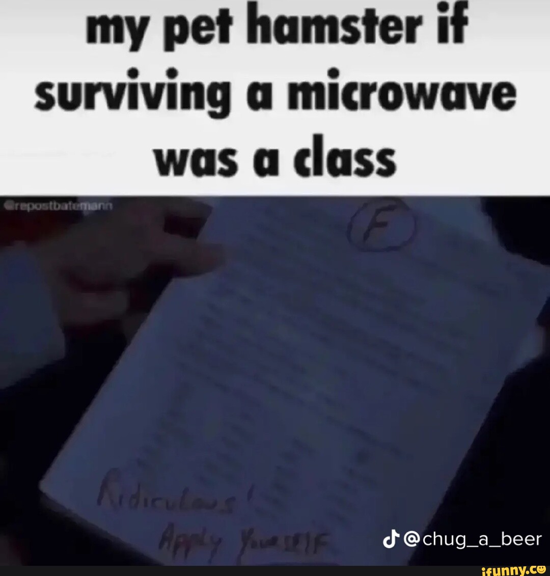 My pet hamster surviving a microwave was a class @chug beet - iFunny