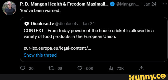 P. D. Mangan Health & Freedom Maximali.. @ @angan... Jan 24 You've been ...