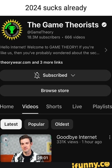 2024 sucks ks already The Game Theorists JE ecameteory 18.3M ...
