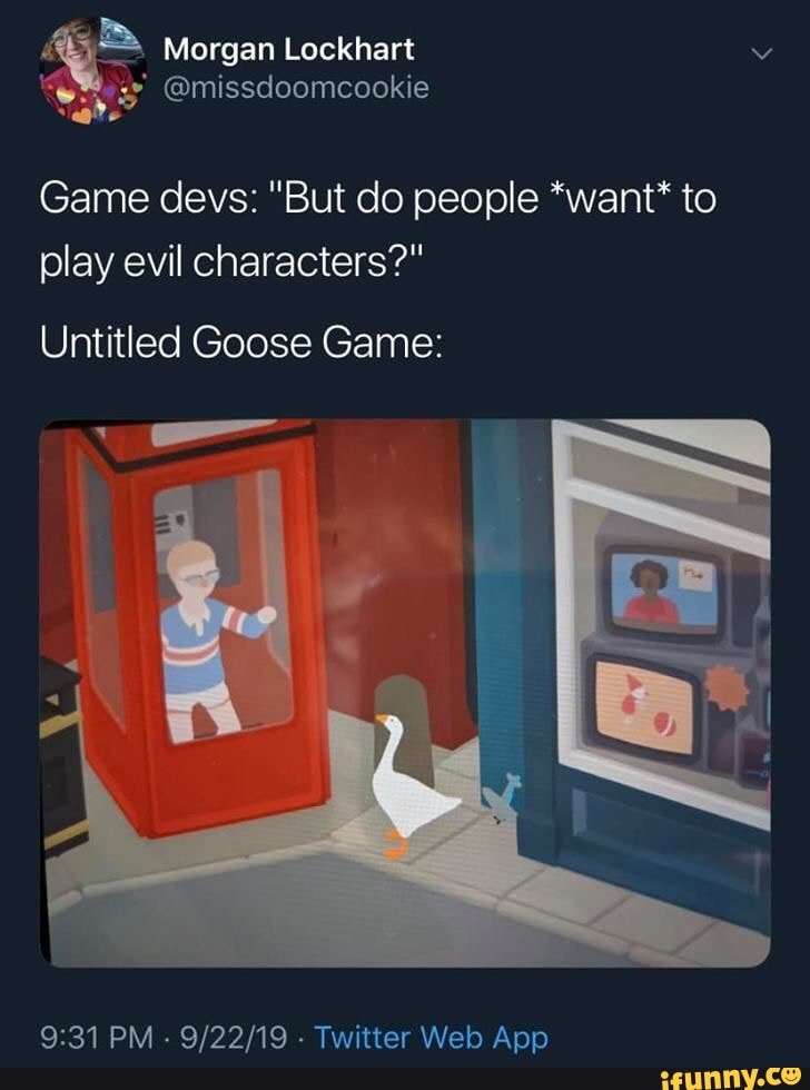 Morgan Lockhart Game devs: "But do people *want* to play evil ...