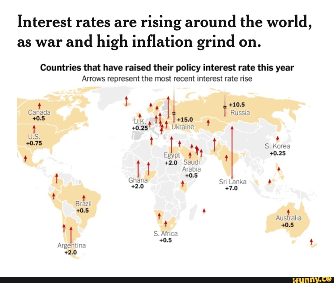 Interest rates are rising around the world as war and high inflation ...