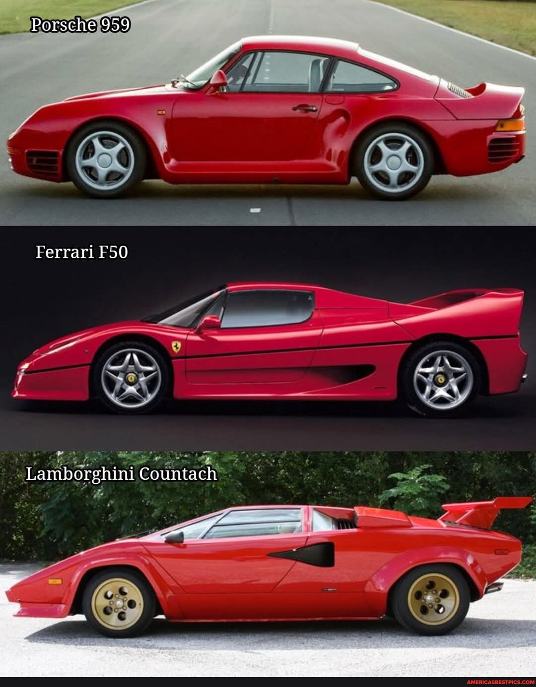 Porsche 959 Ferrari an Lamborghini Countach - America’s best pics and ...