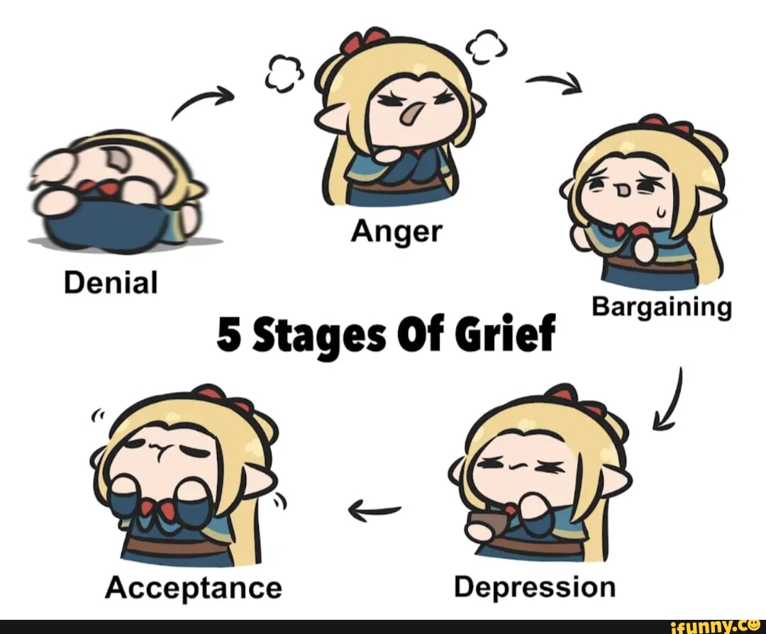 Anger Denial Bargaining 5 Stages Of Grief Acceptance Depression - iFunny