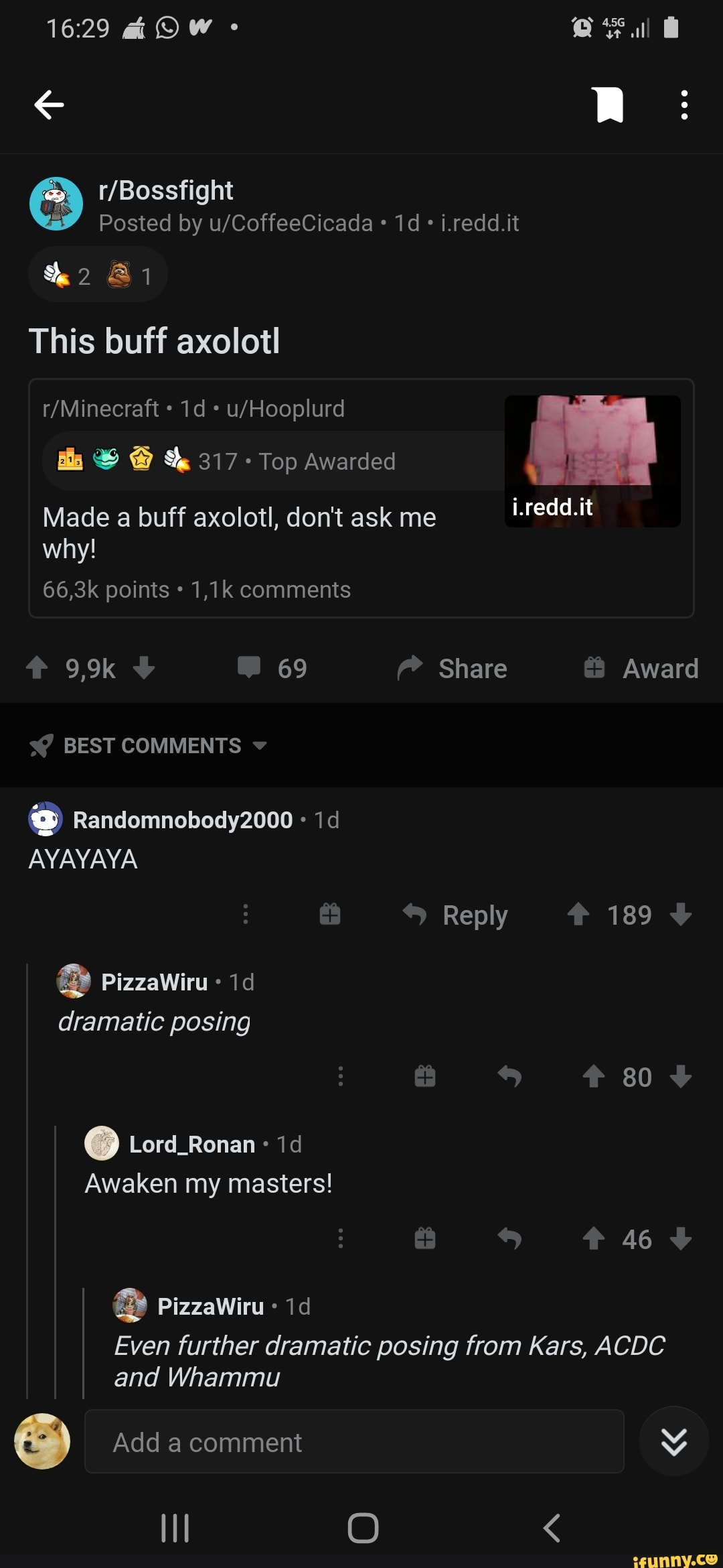 Posted by i.redd.it %2 This buff axolotl & 317 Top Awarded Made a buff ...