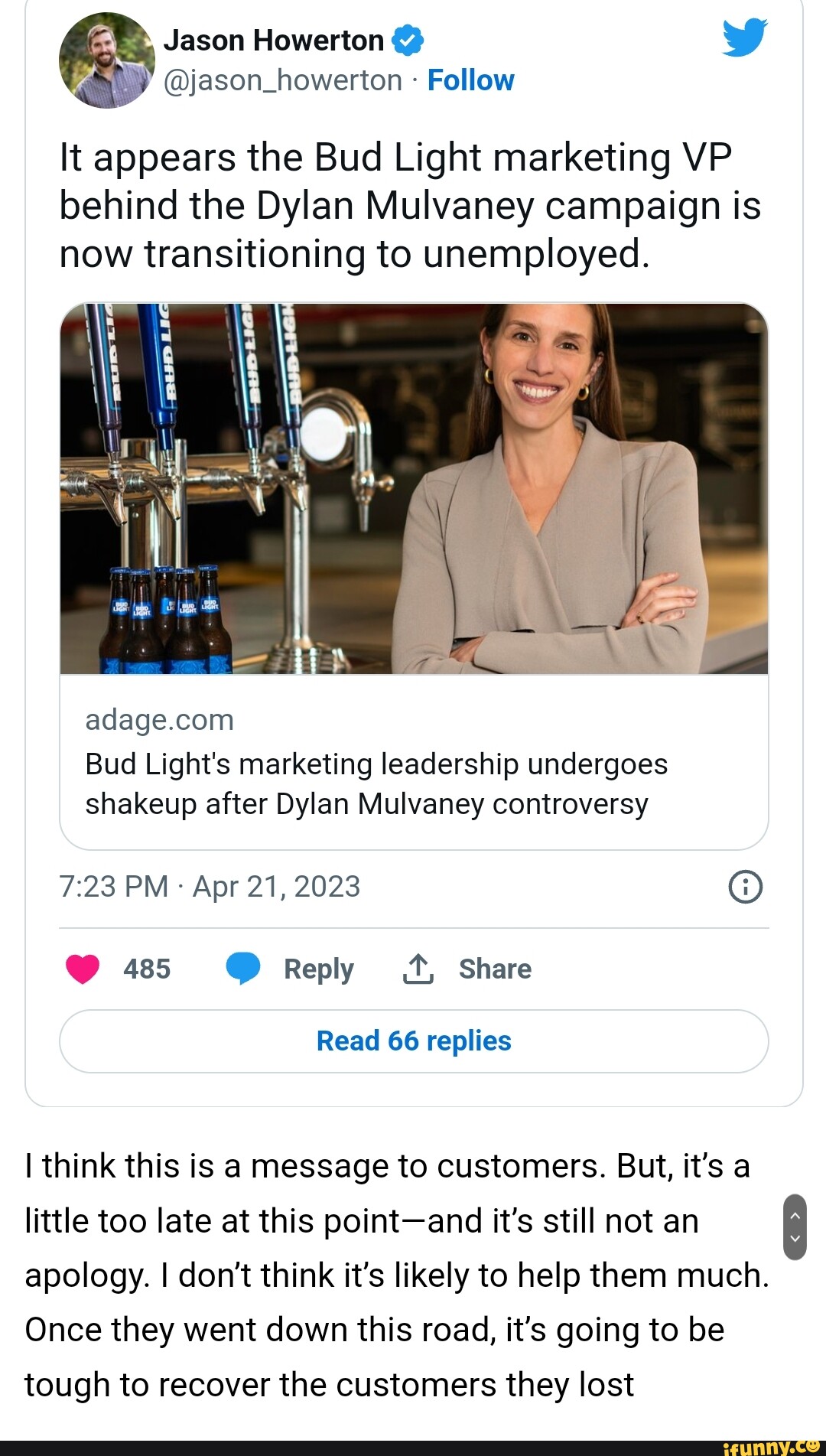 Jason Howerton @jason_howerton Follow It appears the Bud Light ...