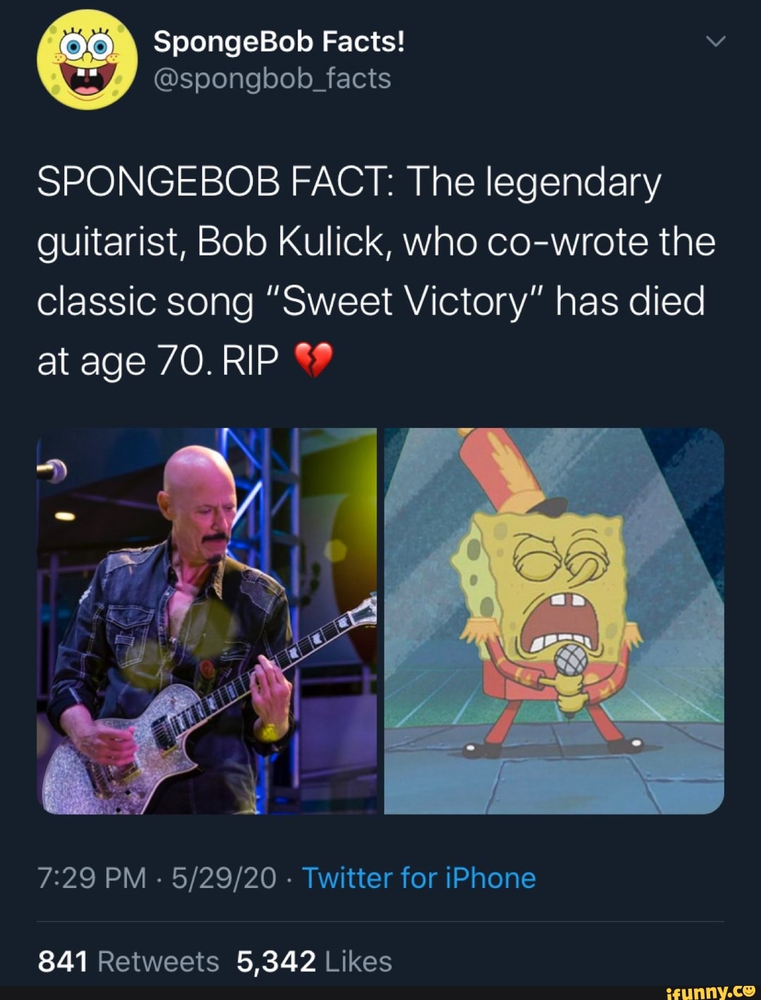 SPONGEBOB FACT: The legendary guitarist, Bob Kulick, who co-wrote the ...