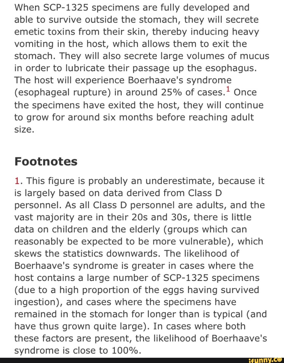 When SCP-1325 specimens are fully developed and able to survive outside ...