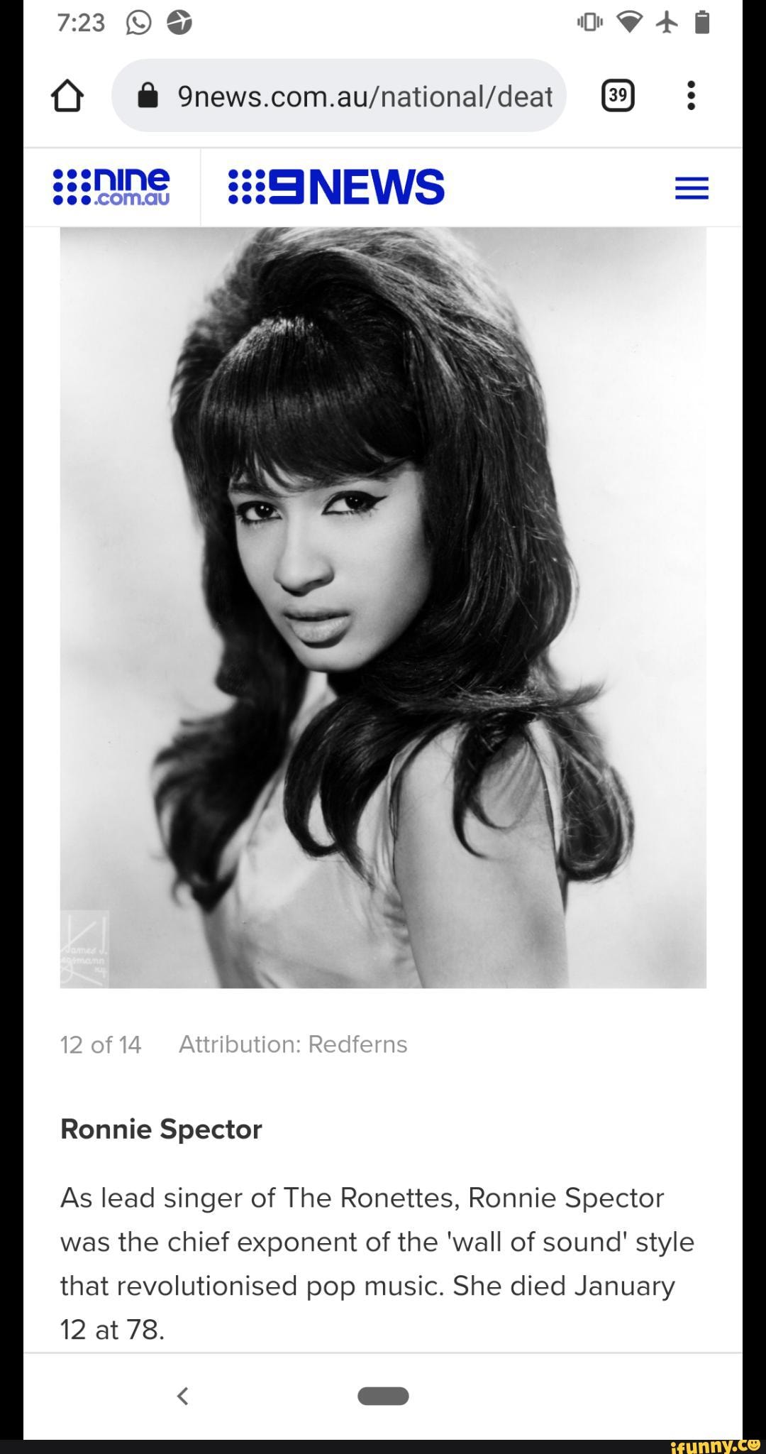 SINEWS 12 of 14 Attribution: Redferns Ronnie Spector As lead singer of ...