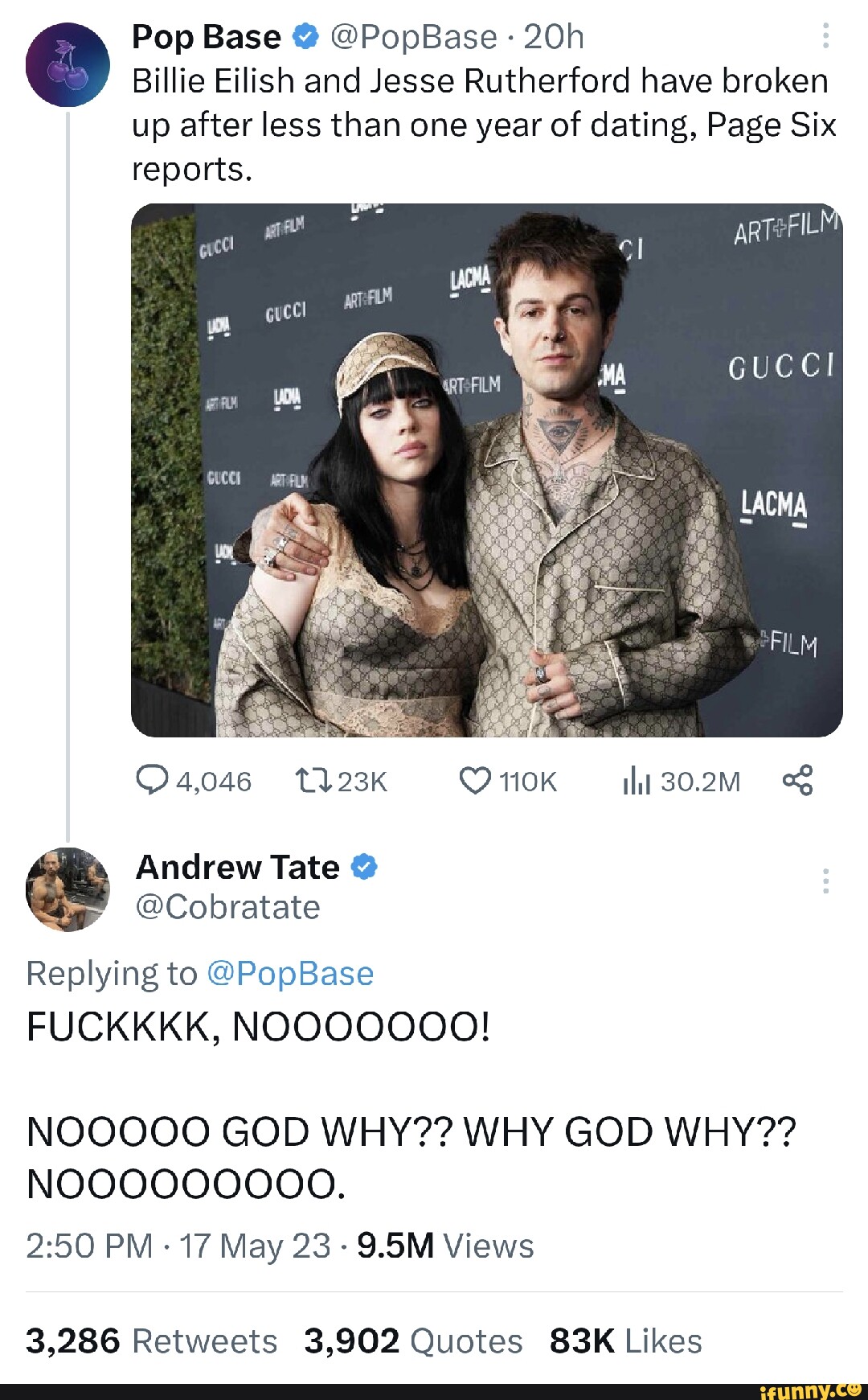 Billie Eilish and Jesse Rutherford have broken up after less than one ...