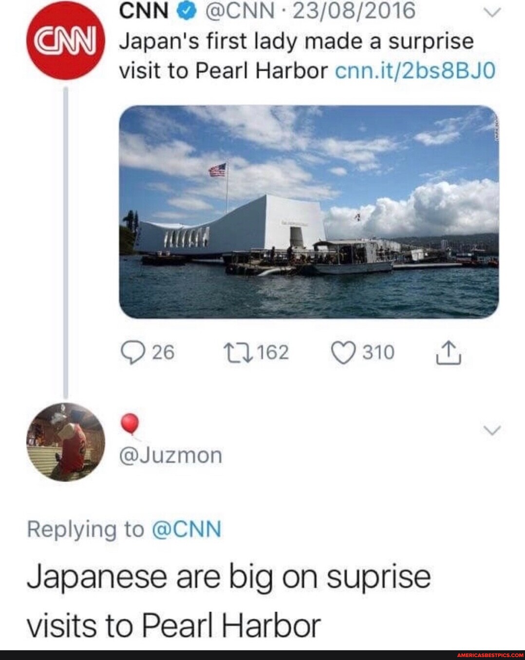 CNN @ @CNN Japan's first lady made a surprise visit to Pearl Harbor 26 ...