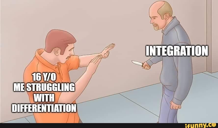 INTEGRATION 16 ME STBUGGLING WITH DIFFERENTIATION - iFunny