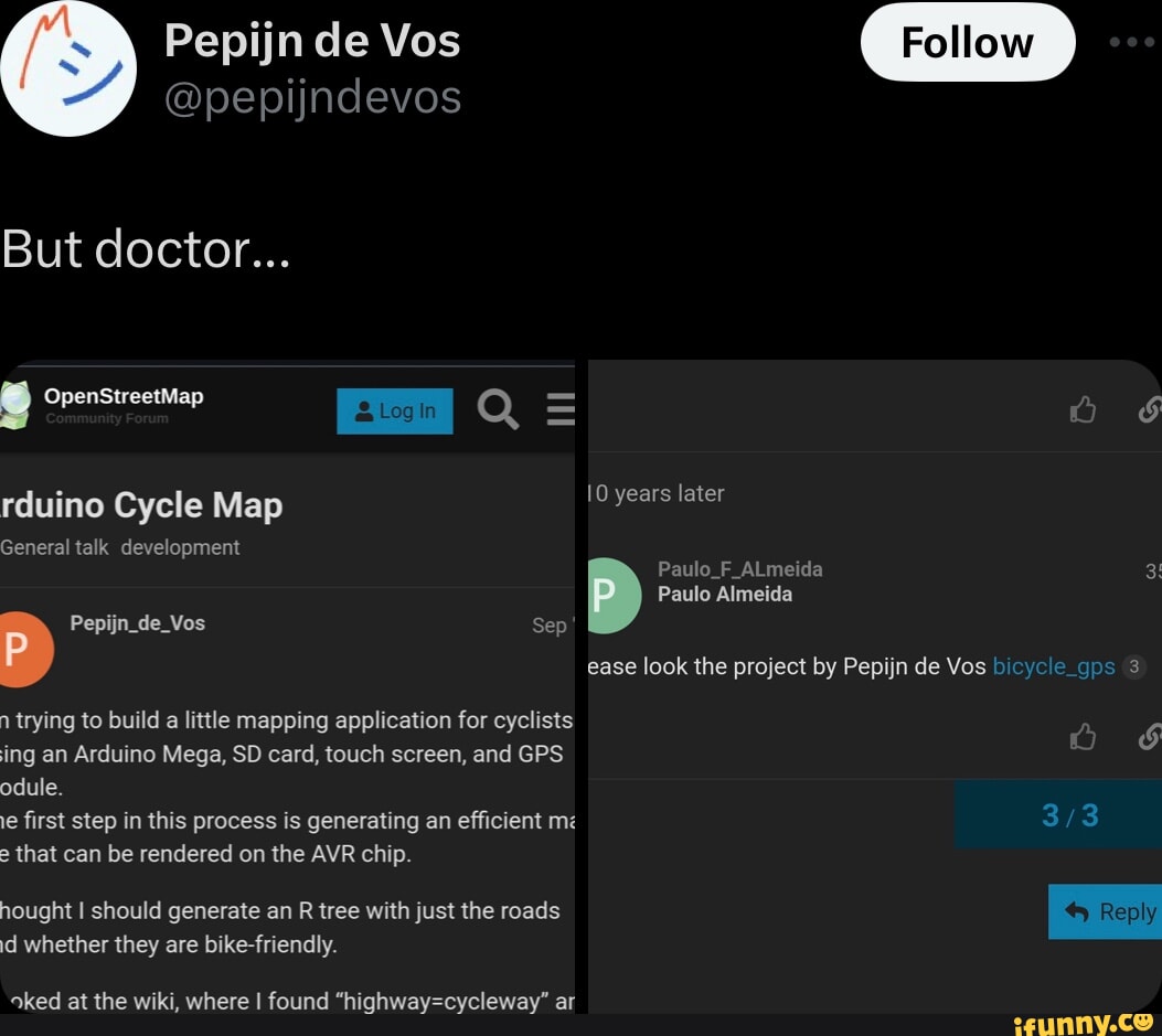 Pepijn de Vos @pepijndevos But doctor... OpenStreetMap rduino Cycle Map General talk development ...