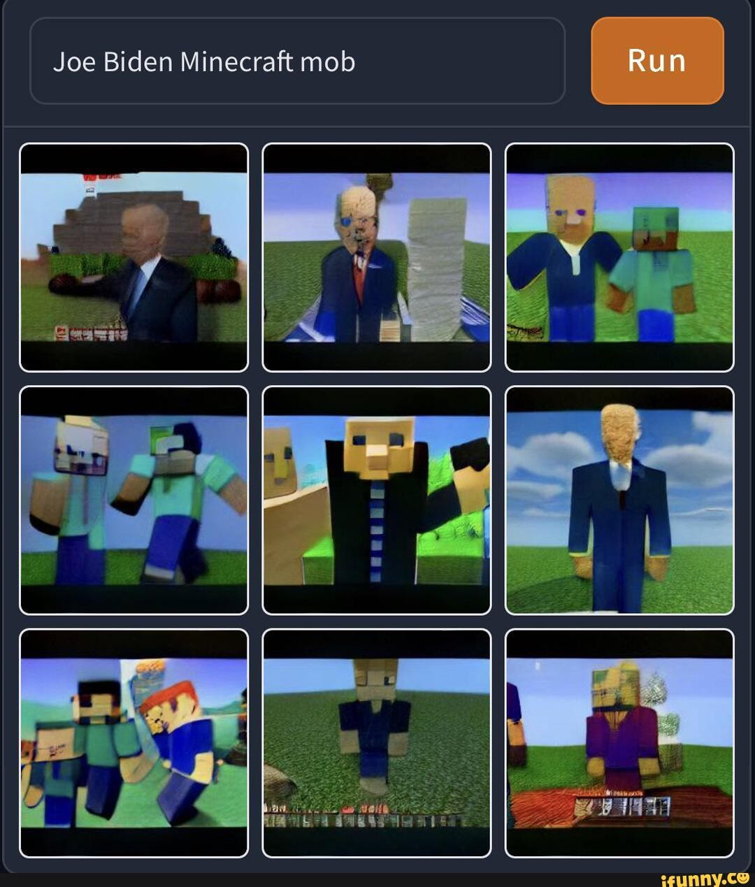 Joe Biden Minecraft mob Run - iFunny