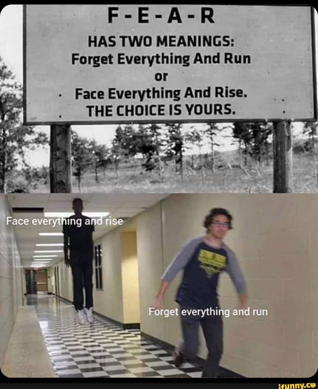 F-E-A-R HAS TWO MEANINGS: Forget Everything And Run or Face Everything ...