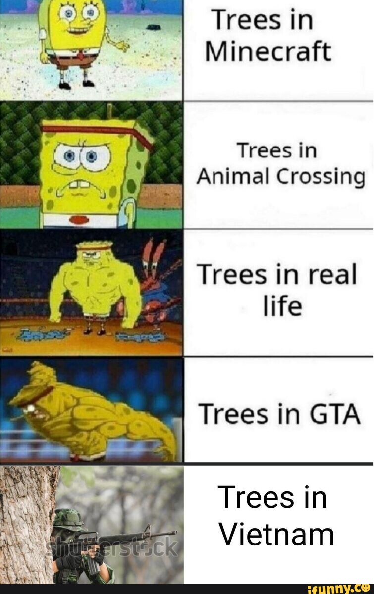 Trees in Minecraft Trees in Animal Crossing Trees in real life Trees in ...