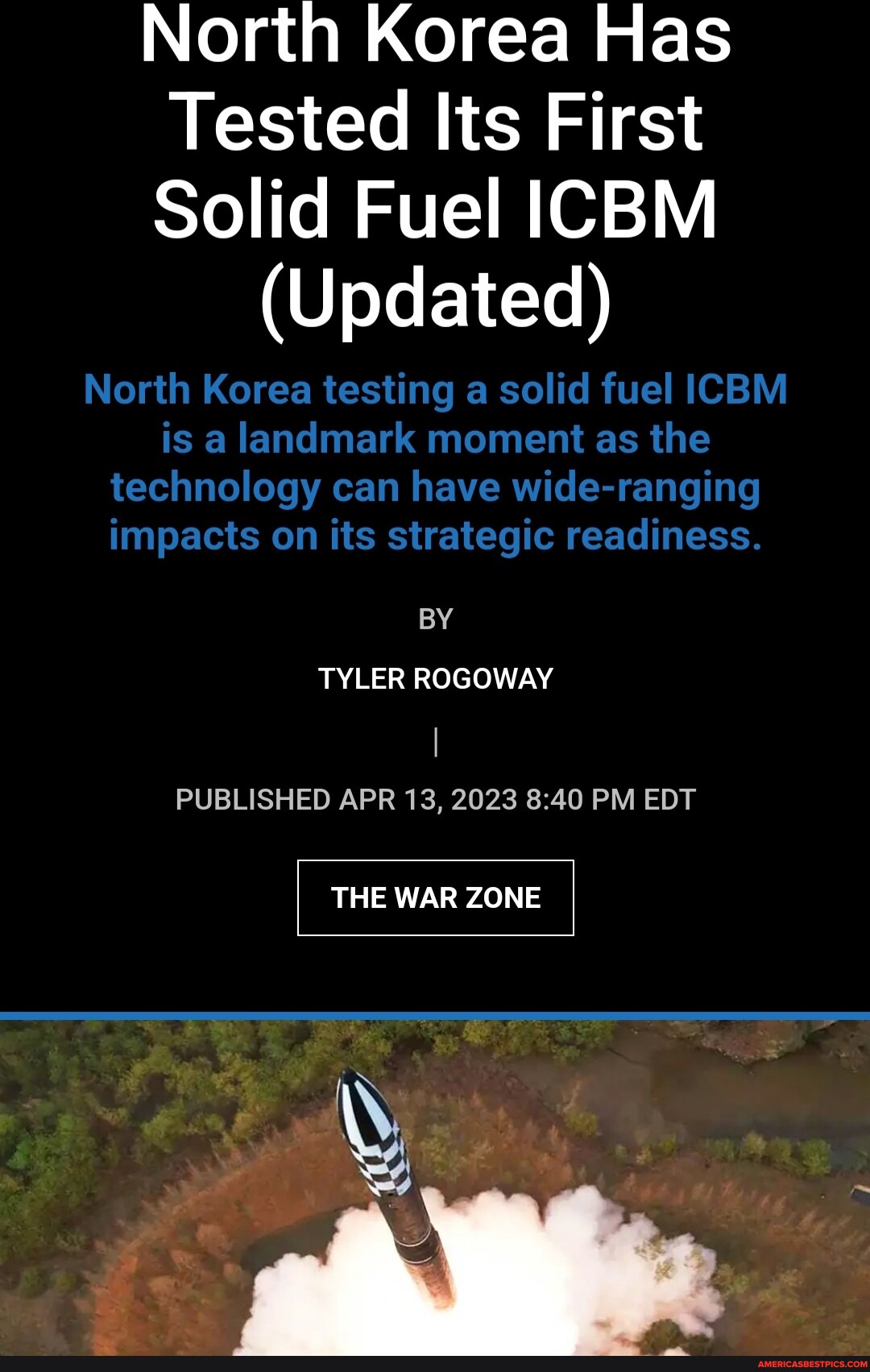 North Korea Has Tested Its First Solid Fuel ICBM (Updated) North Korea ...