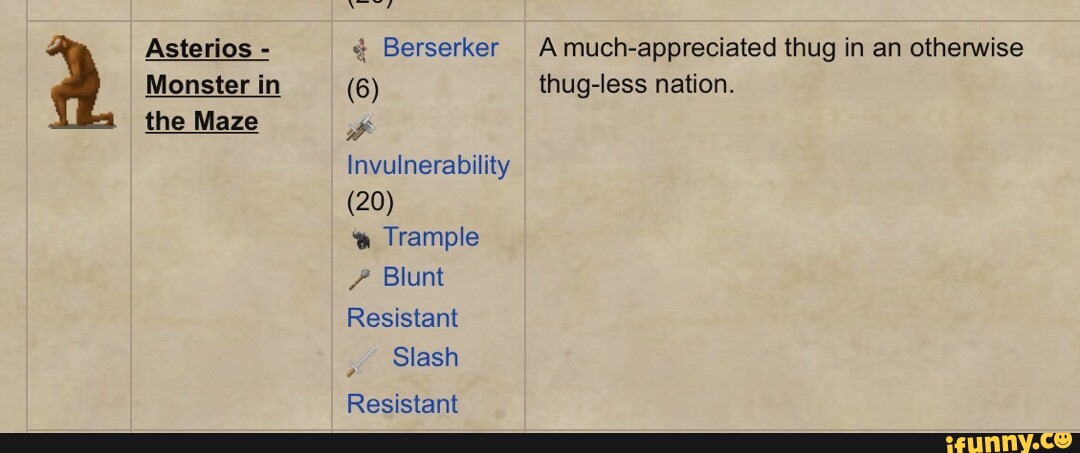 Asterios - Monster in the Maze Berserker Amuch-appreciated thug in an otherwise (6) thug-less ...