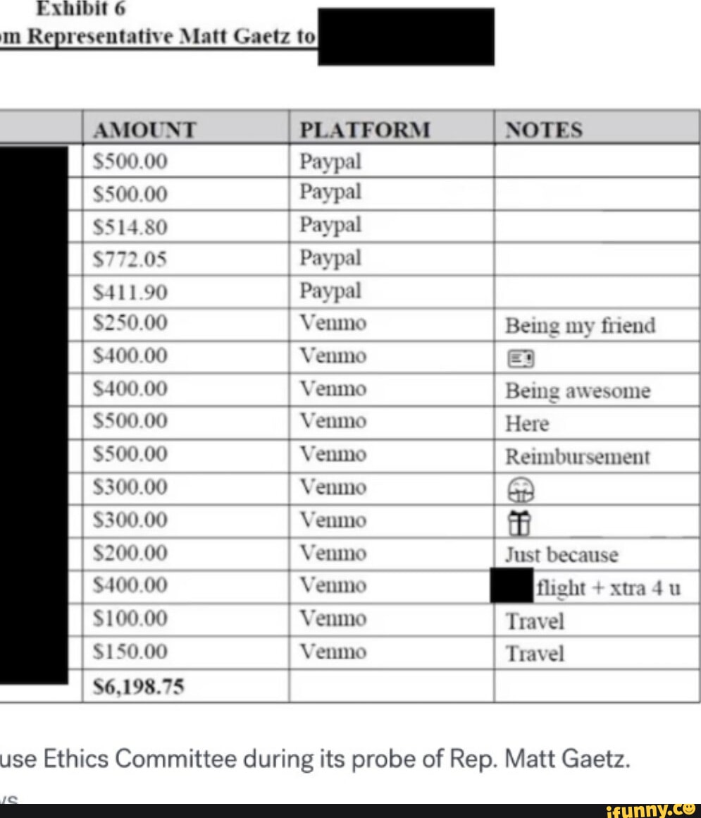 Exhibit 6 im Representative Matt Gaetz to AMOUNT PLATFORM NOTES $500.00 ...