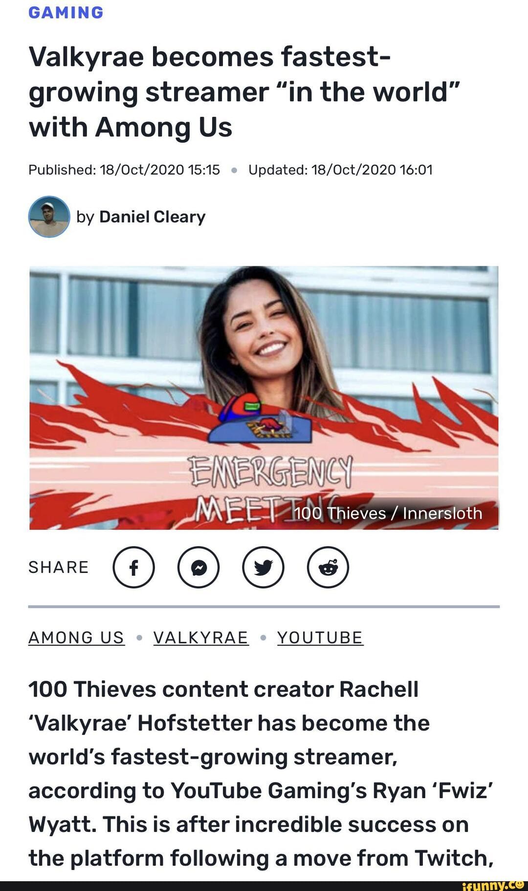 GAMING Valkyrae becomes fastest- growing streamer "in the world" with ...