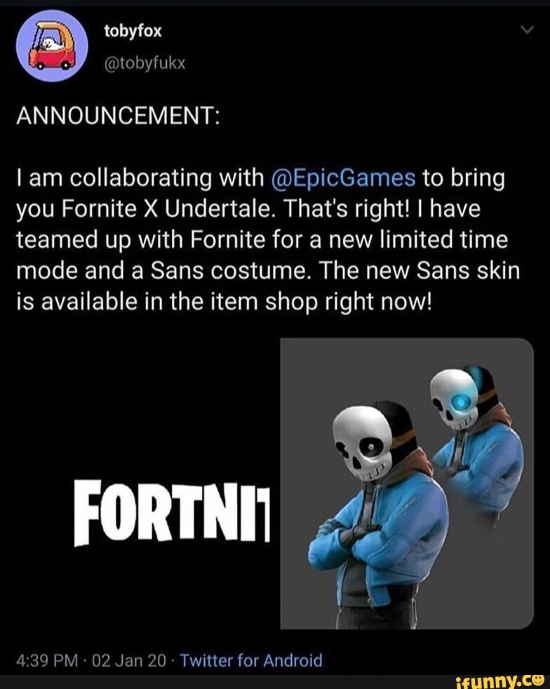 ANNOUNCEMENT: Iam collaborating with @EpicGames to bring you Fornite X ...