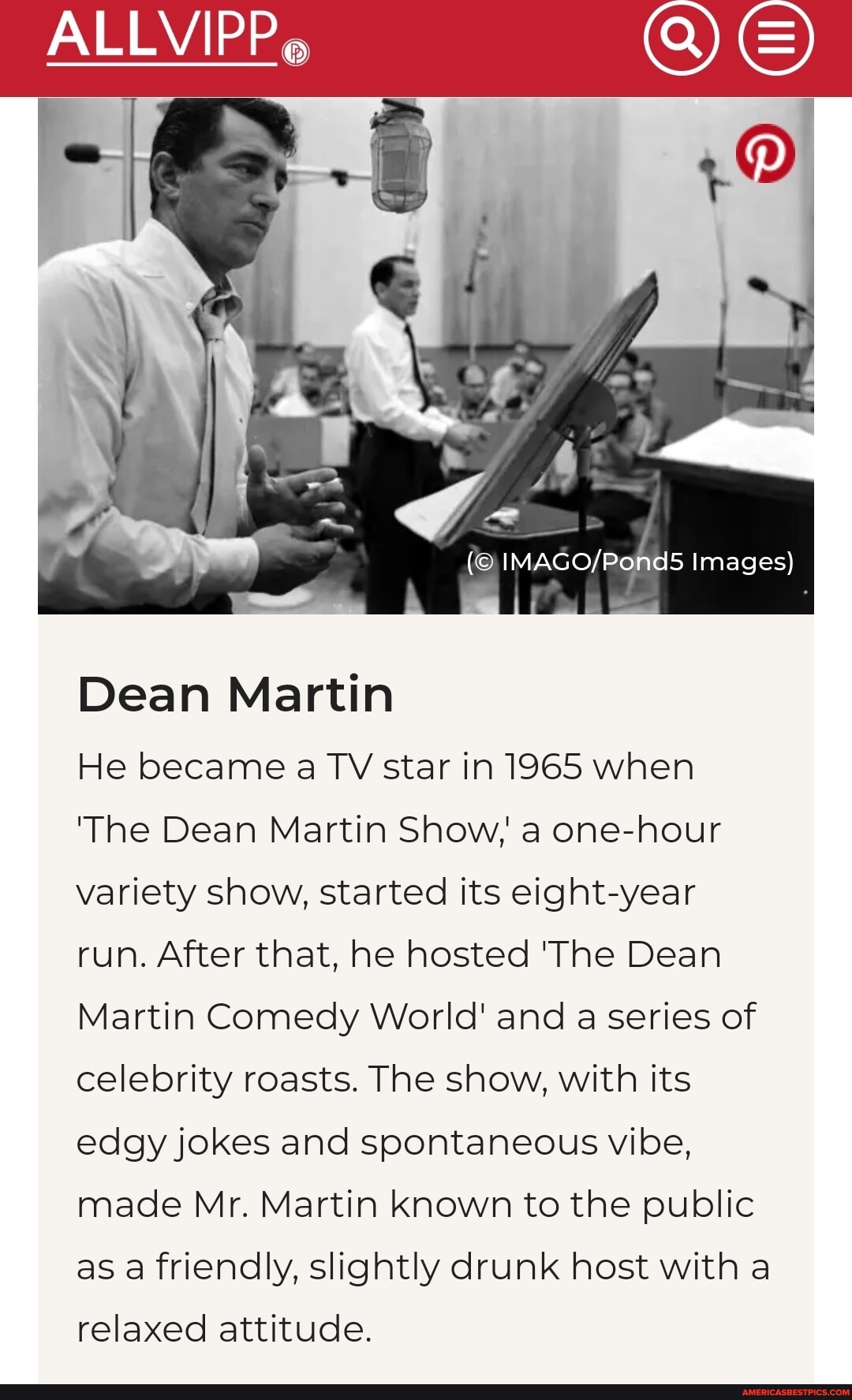 OS Images) Dean Martin He became a TV star in 1965 when 'The Dean ...