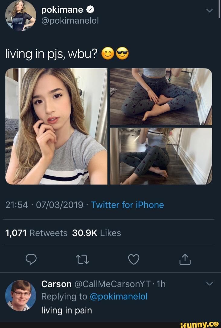 Pokimane @pokimanelal living in pis, wou? - Twitter for iPhone 1,071 30 ...