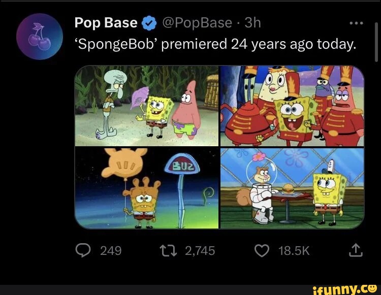 Pop Base "PopBase 'SpongeBob' premiered 24 years ago today. aa 249 ...