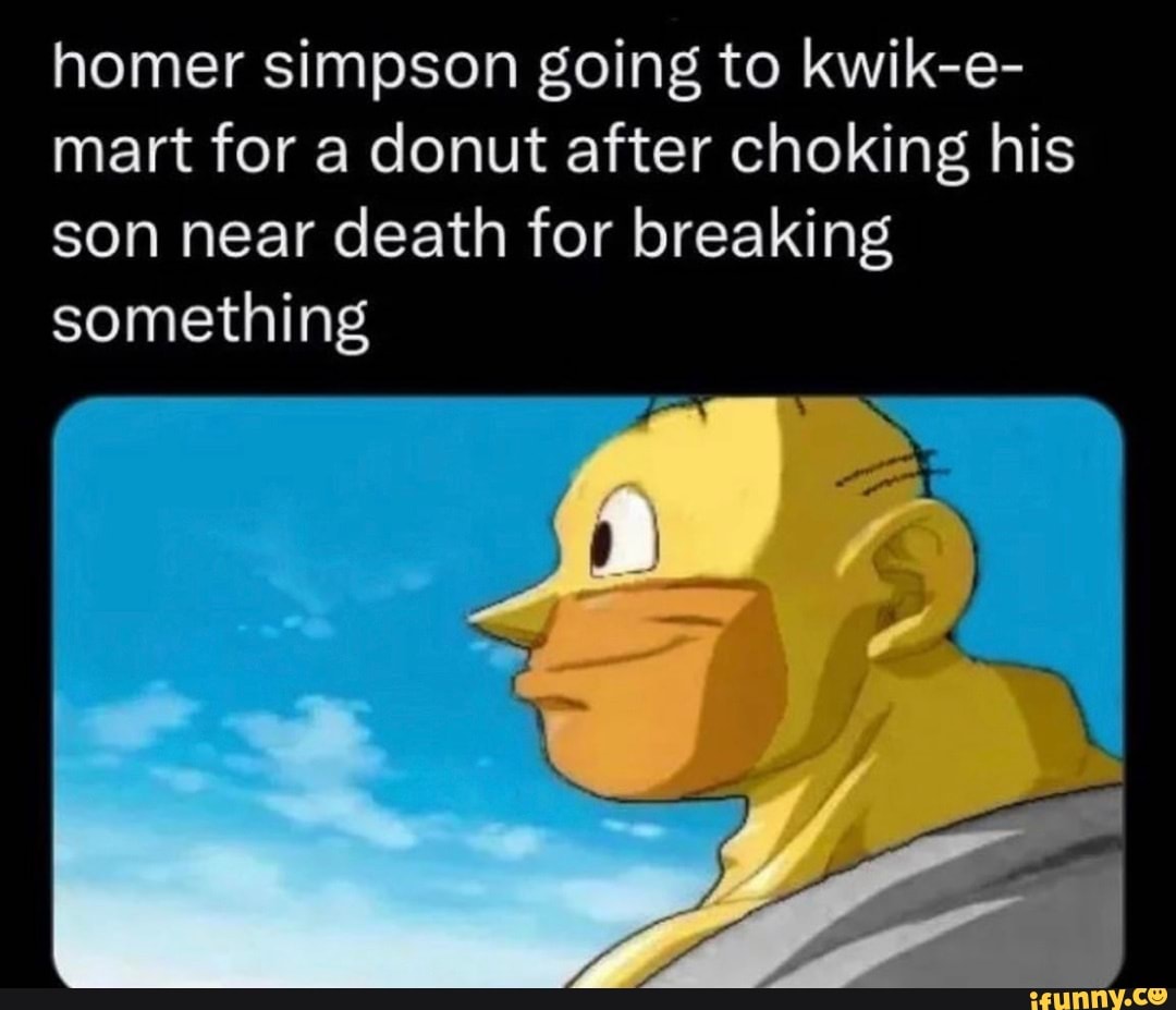 Homer simpson going to kwik-e- mart for a donut after choking his son ...