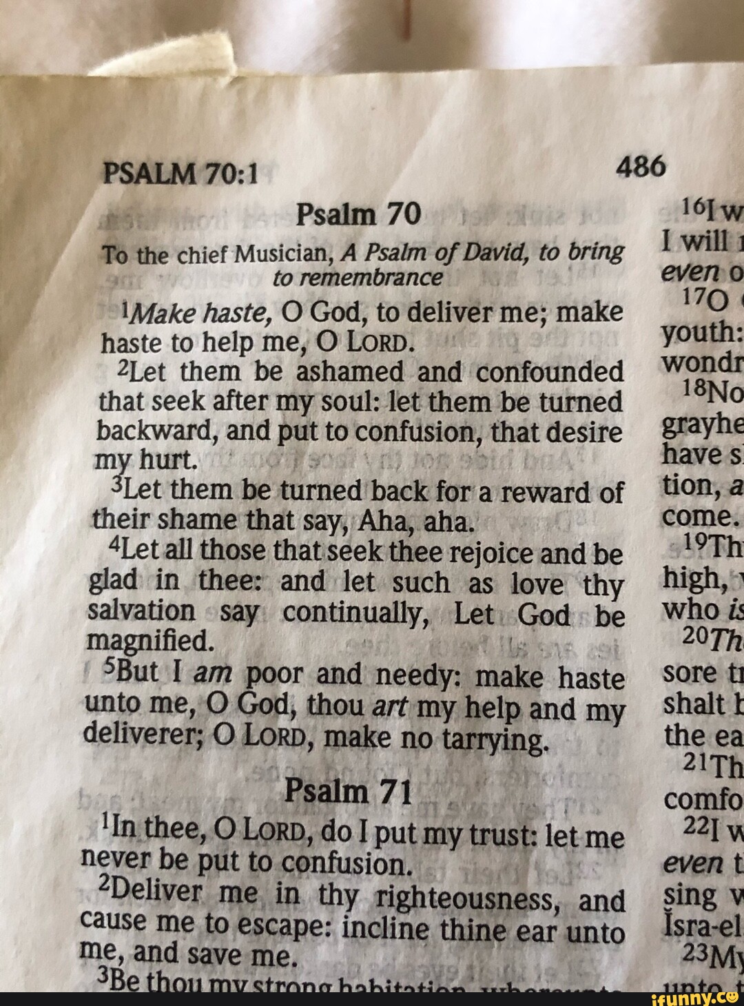 Psalm 70 To the chief Musician, Al Psalm of David, to bring to ...