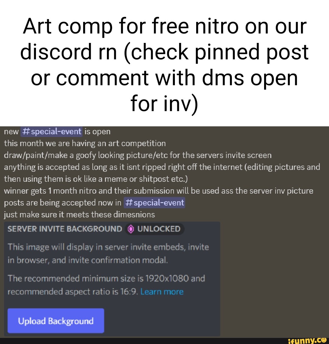 Art comp for free nitro on our discord rn (check pinned post or comment ...