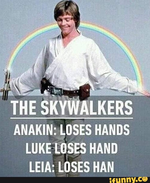 THE SKYWALKERS ANAKIN: LOSES HANDS LUKE LOSES HAND LEIA: LOSES HAN - iFunny