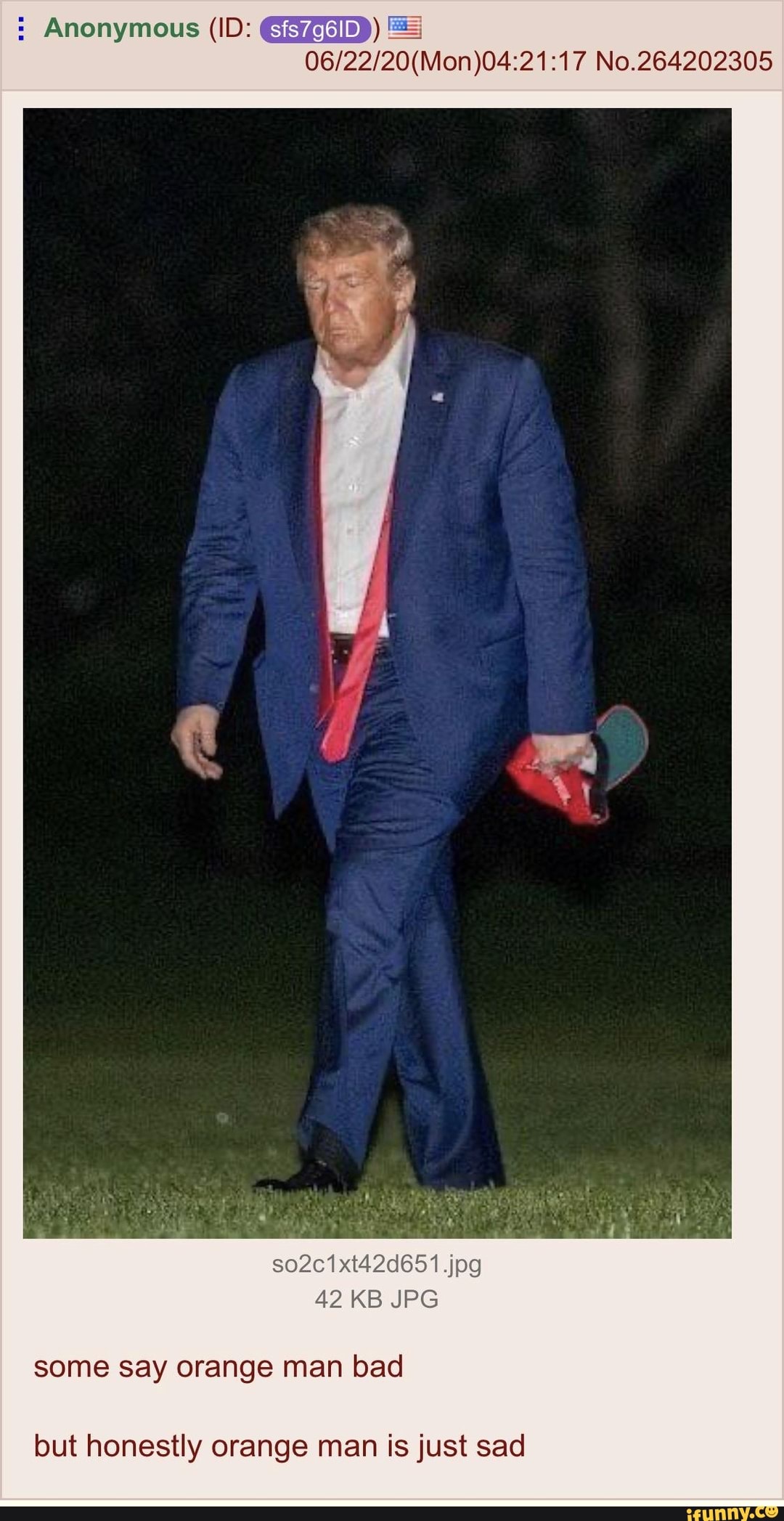 06/22/20(Mon)04:21:17 No.264202305 some say orange man bad but honestly ...