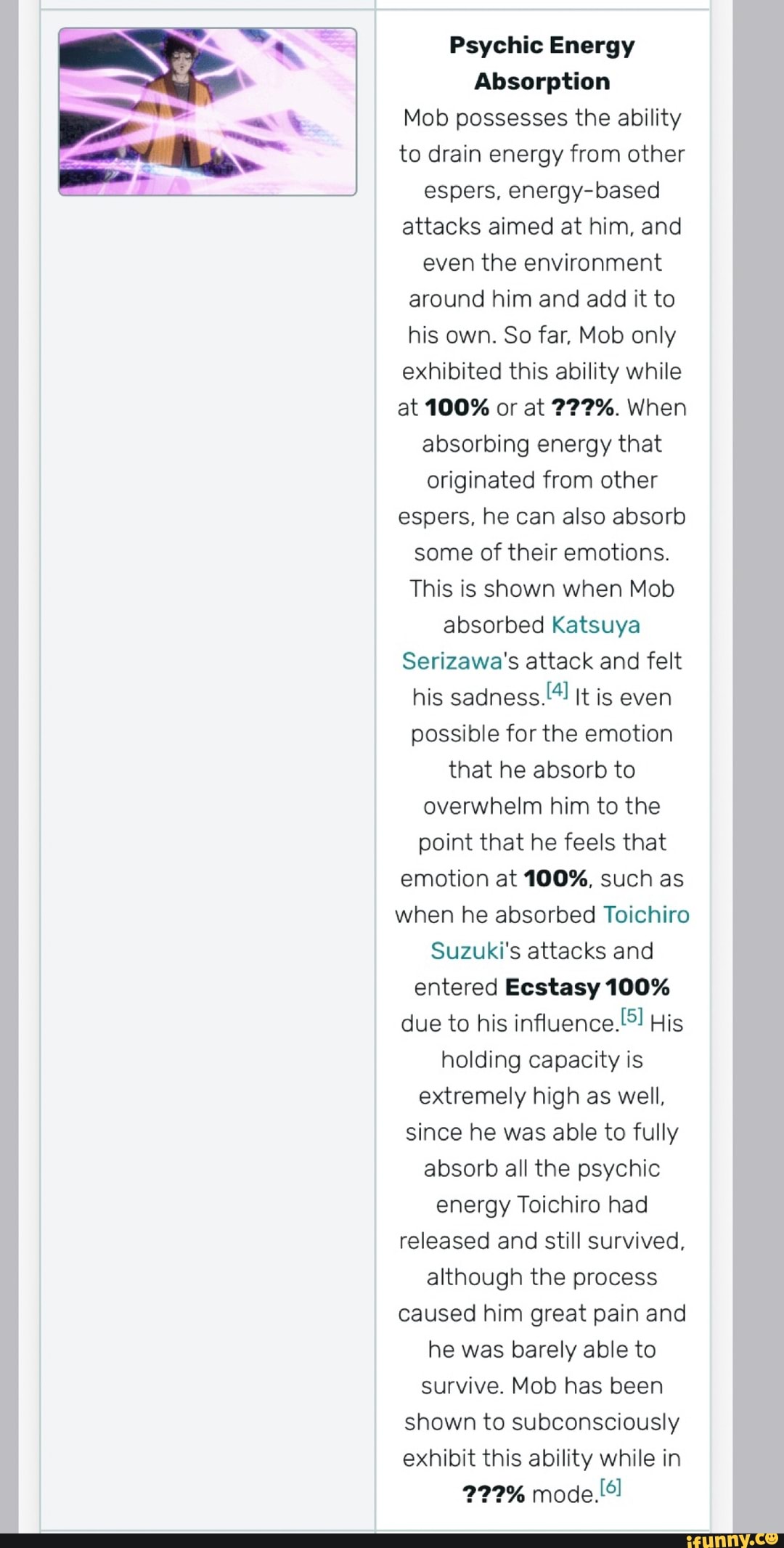 Psychic Energy Absorption Mob possesses the ability to drain energy ...