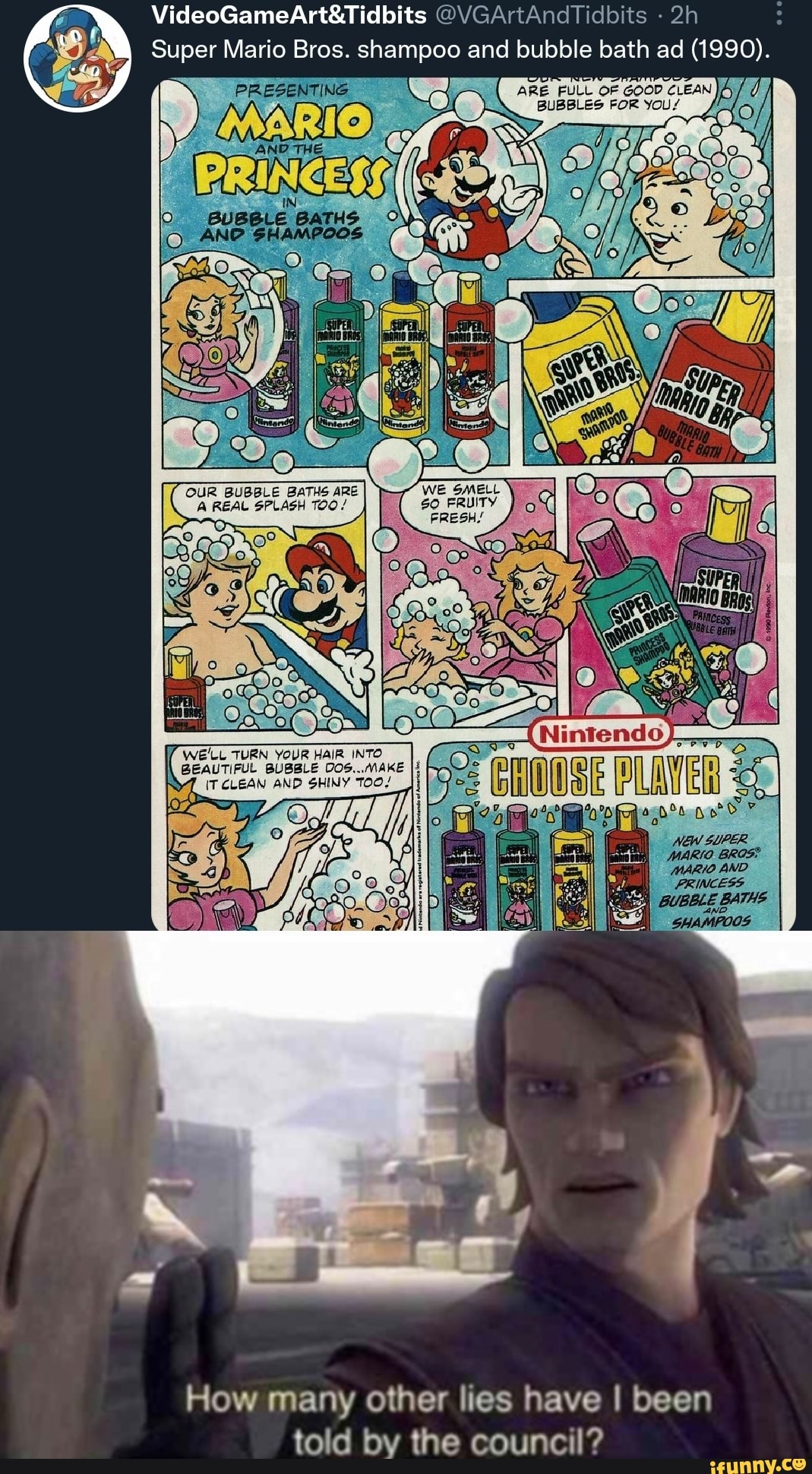 @VGArtAndTidbits - Super Mario Bros. shampoo and bubble bath ad (1990 ...