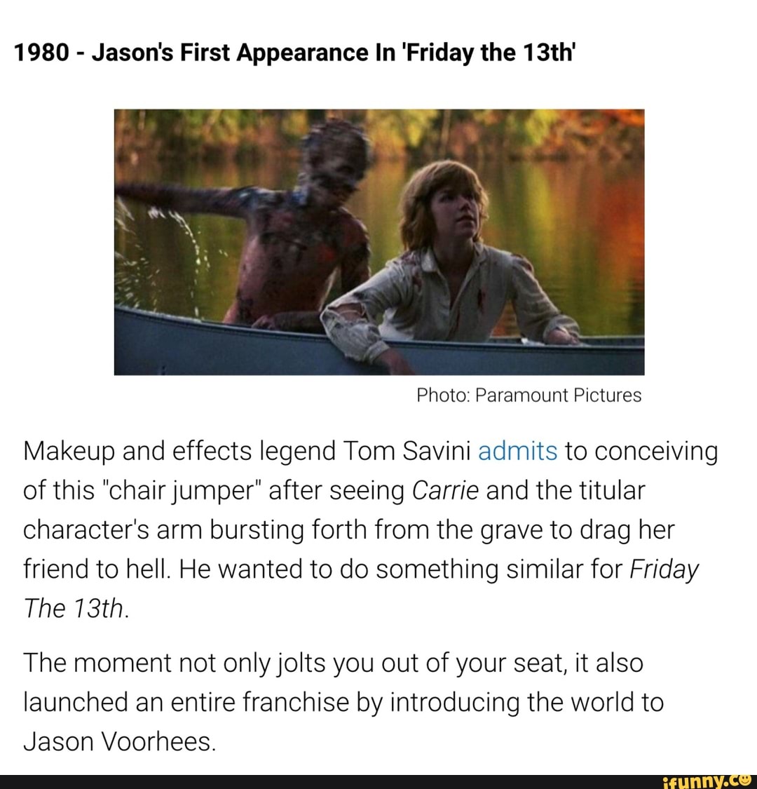 1980 Jason's First Appearance In 'Friday the 13th' Photo: Paramount ...