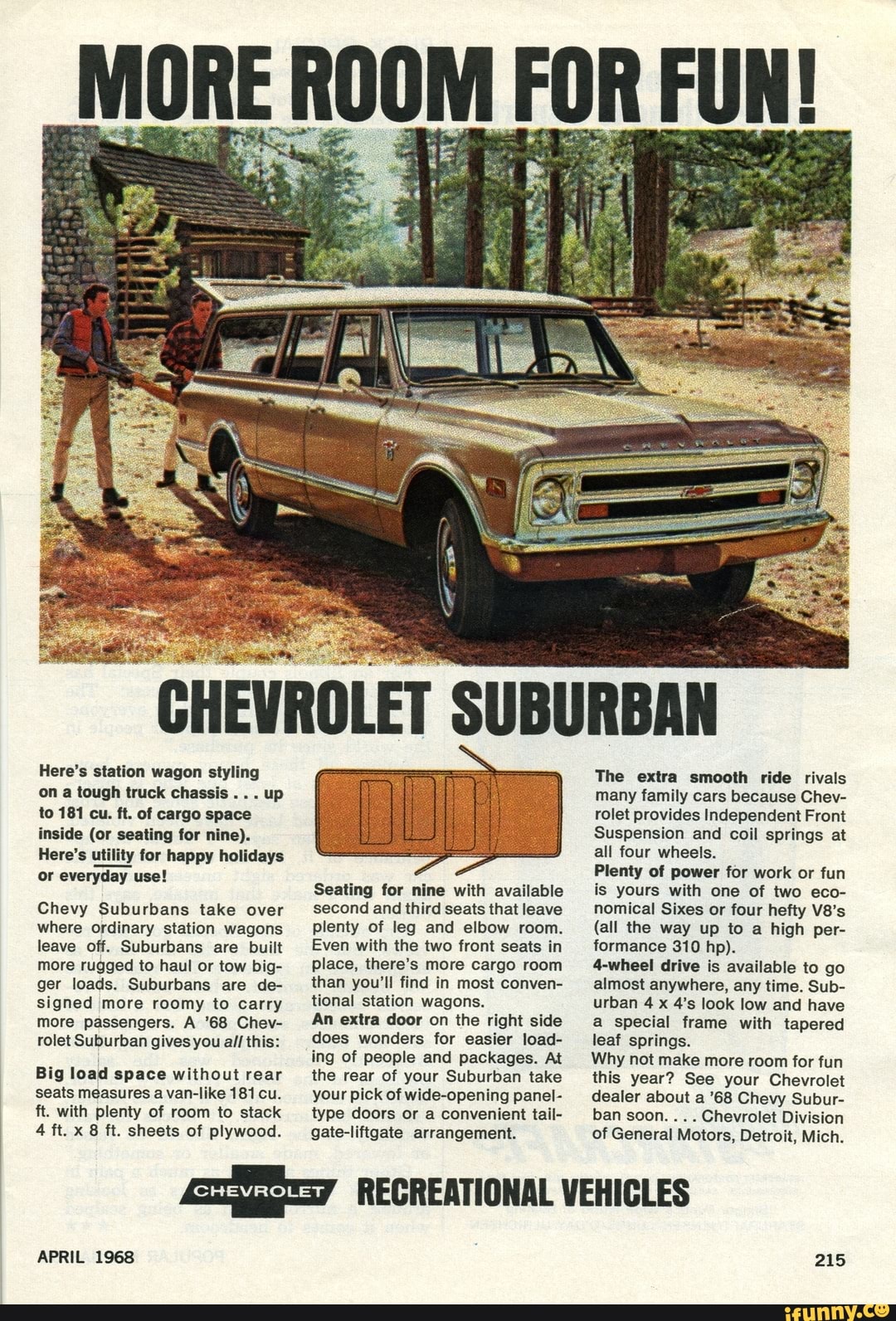 MORE ROOM FOR iN CHEVROLET SUBURBAN Here's station wagon styling on a ...