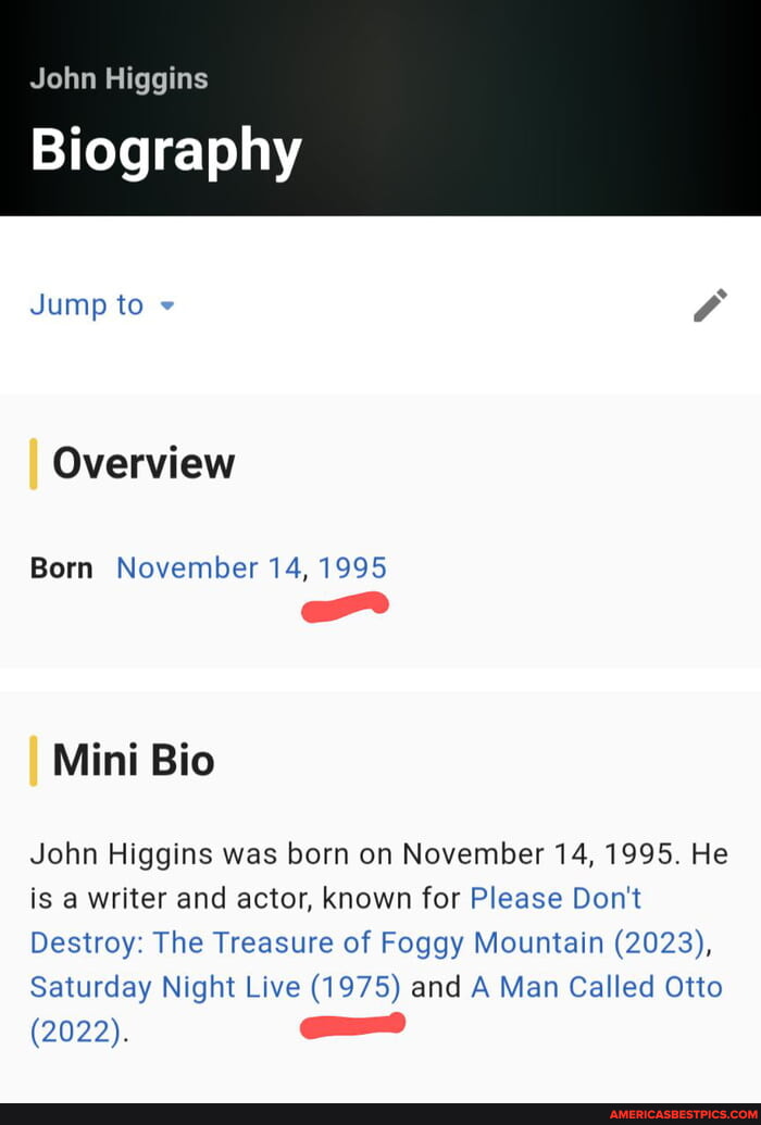John Higgins Biography Jump to I Overview Born November 14, 1995 I Mini ...